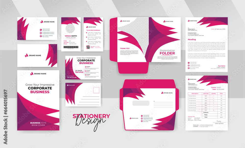 purple Business Stationery set template for company identity, business ...