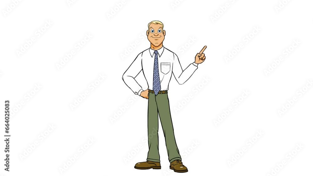 Cartoon man aiming and pointing, gesture background and 2d animation ...