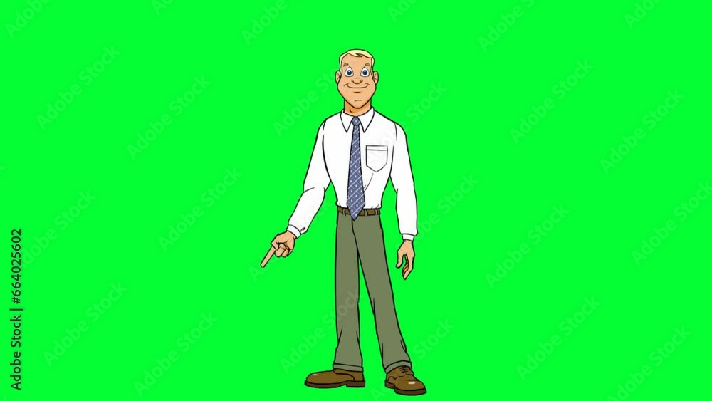 Cartoon man aiming and pointing, gesture background and 2d animation ...