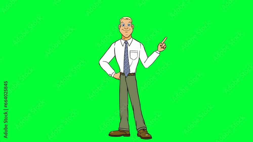 Cartoon man aiming and pointing, gesture background and 2d animation ...