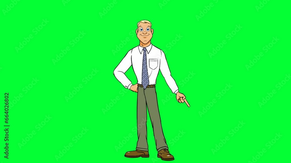 Cartoon man aiming and pointing, gesture background and 2d animation ...