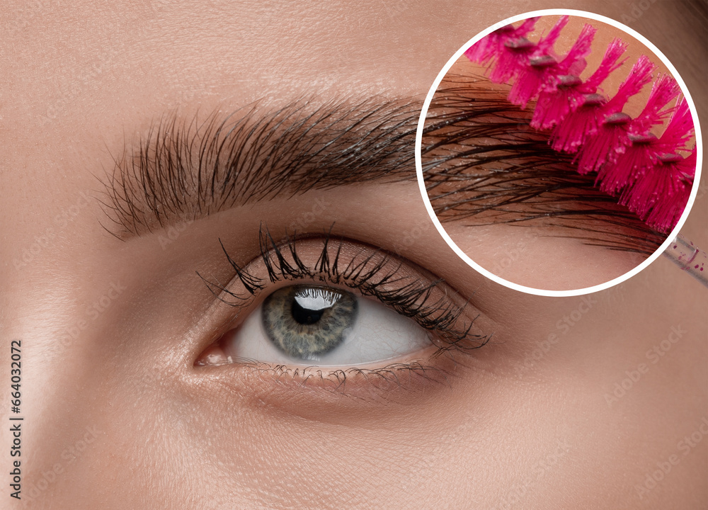 The make-up artist does Long-lasting styling of the eyebrows of the ...