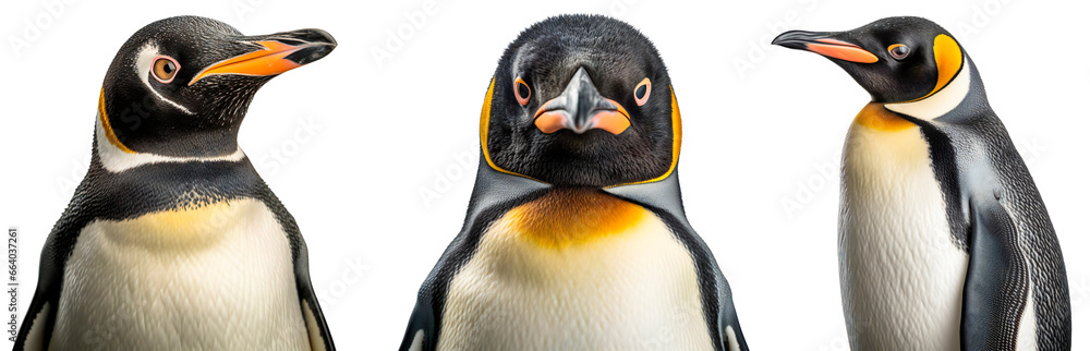 Penguin set. Full face and profile of a penguin close-up. The penguin ...