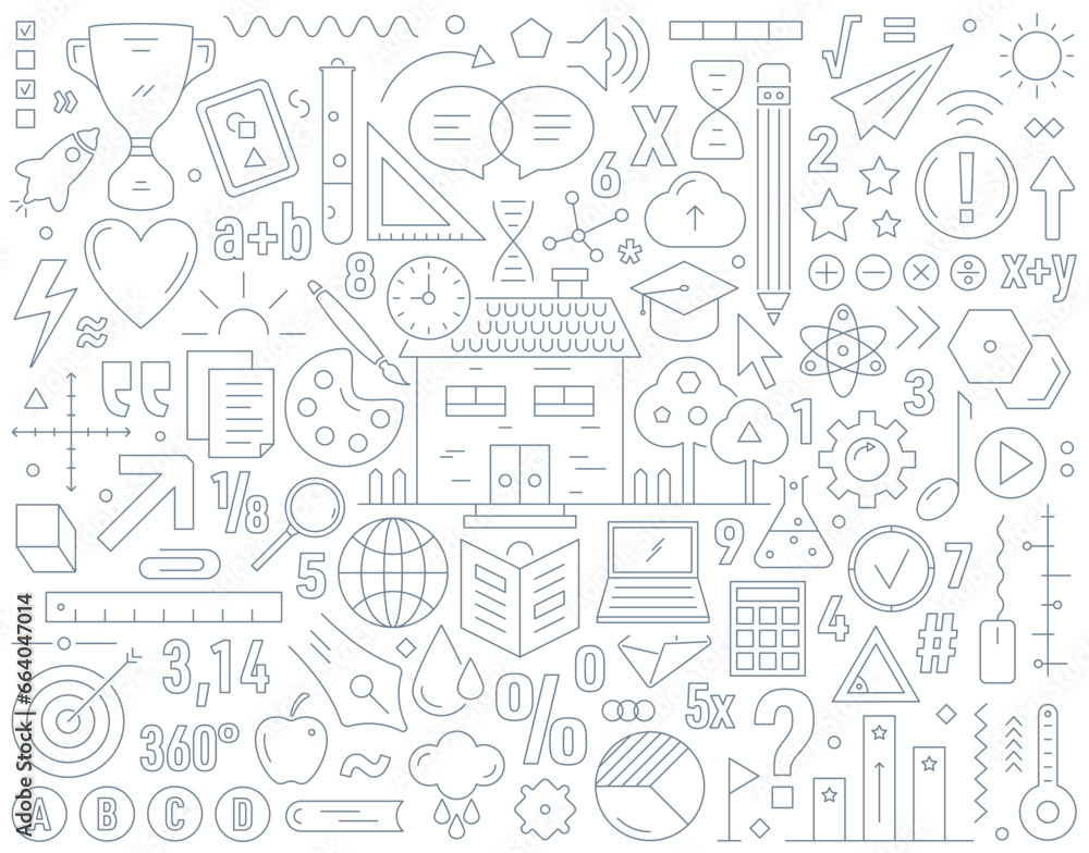 education symbols set. Education symbols on a white background. outline ...