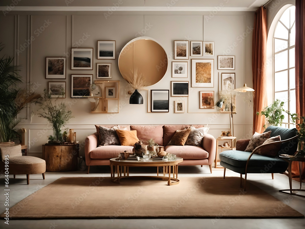 Artistic and Modern creative living room interior design featuring a ...