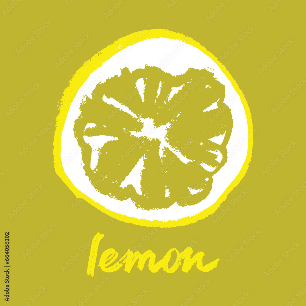 Vector hand lettering lemon symbol. Citrus fruit icon in trendy hand ...