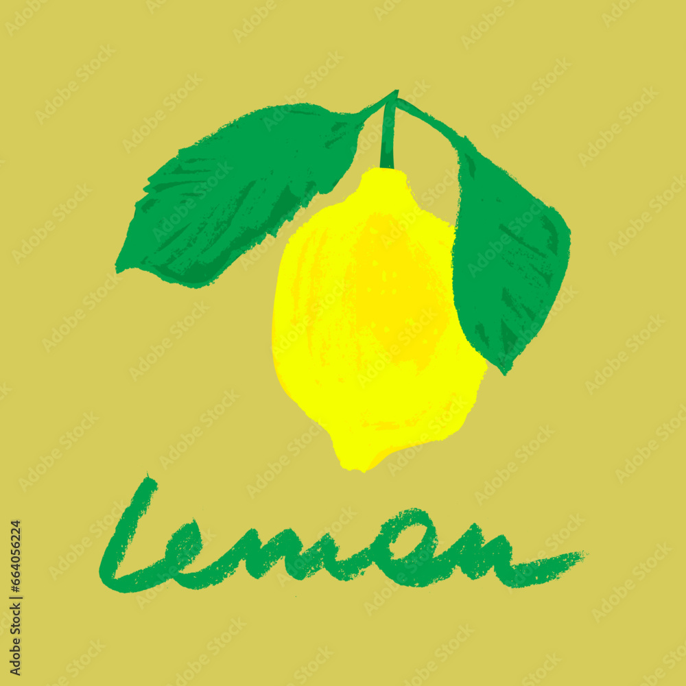 Vector hand lettering lemon symbol. Citrus fruit icon in trendy hand ...