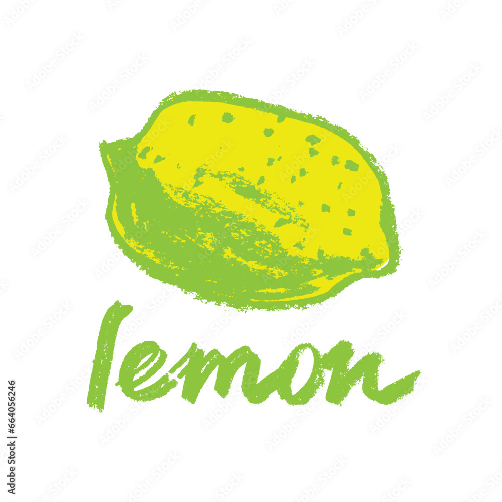 Vector hand lettering lemon symbol. Citrus fruit icon in trendy hand ...