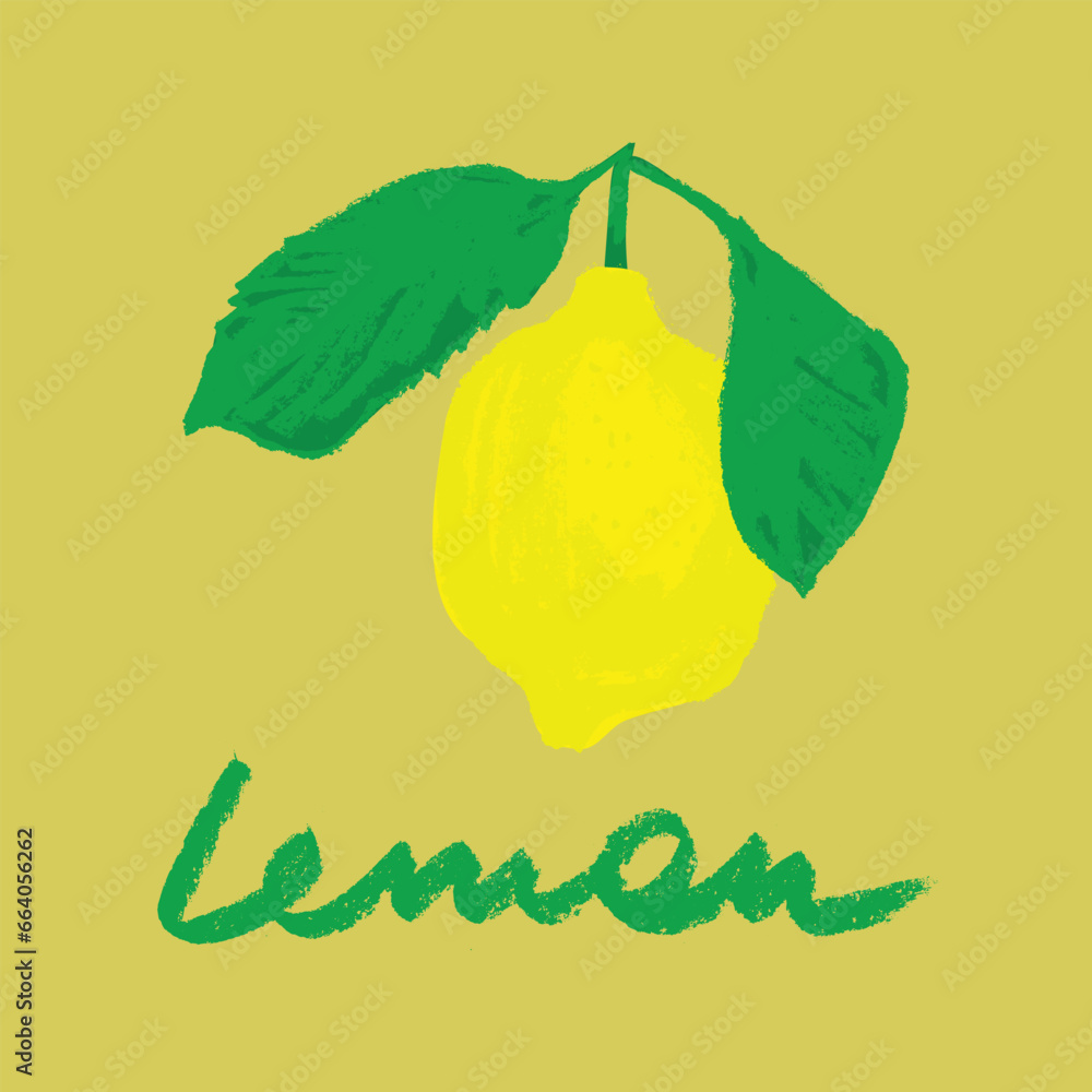 Vector hand lettering lemon symbol. Citrus fruit icon in trendy hand ...