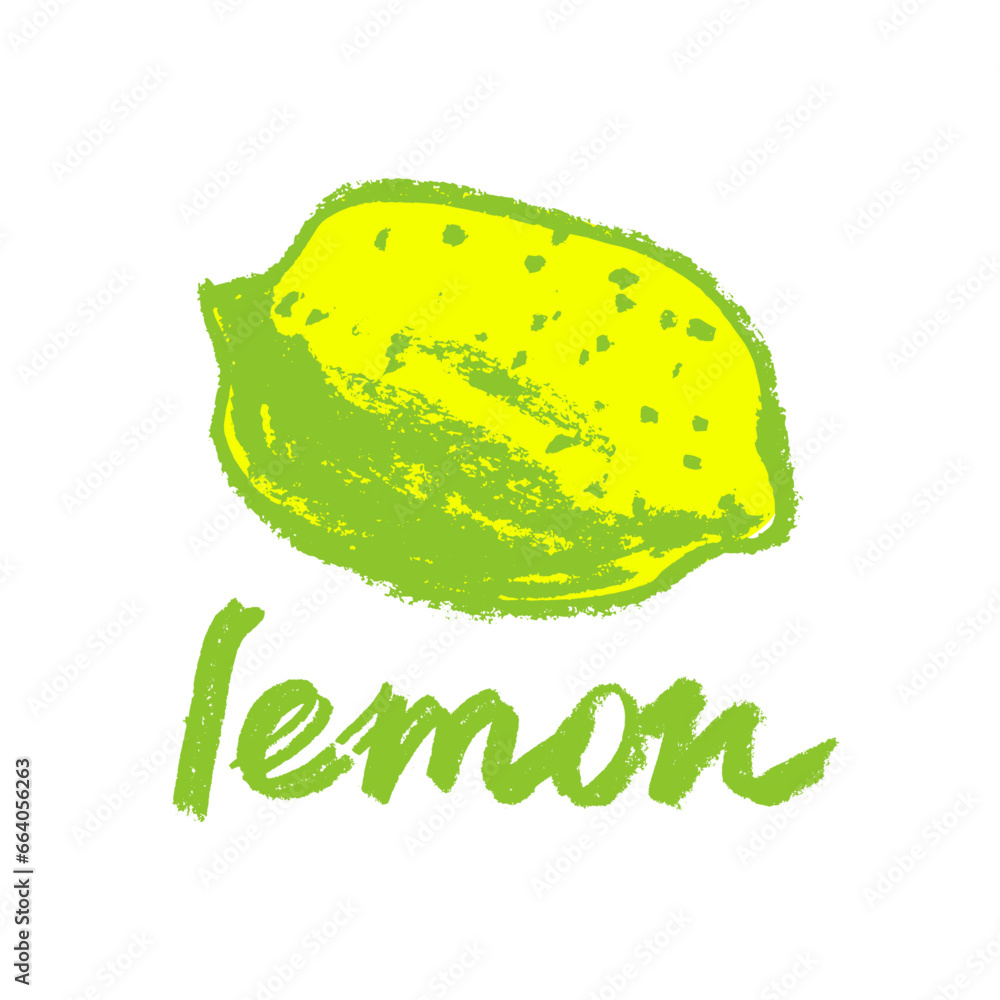Vector hand lettering lemon symbol. Citrus fruit icon in trendy hand ...