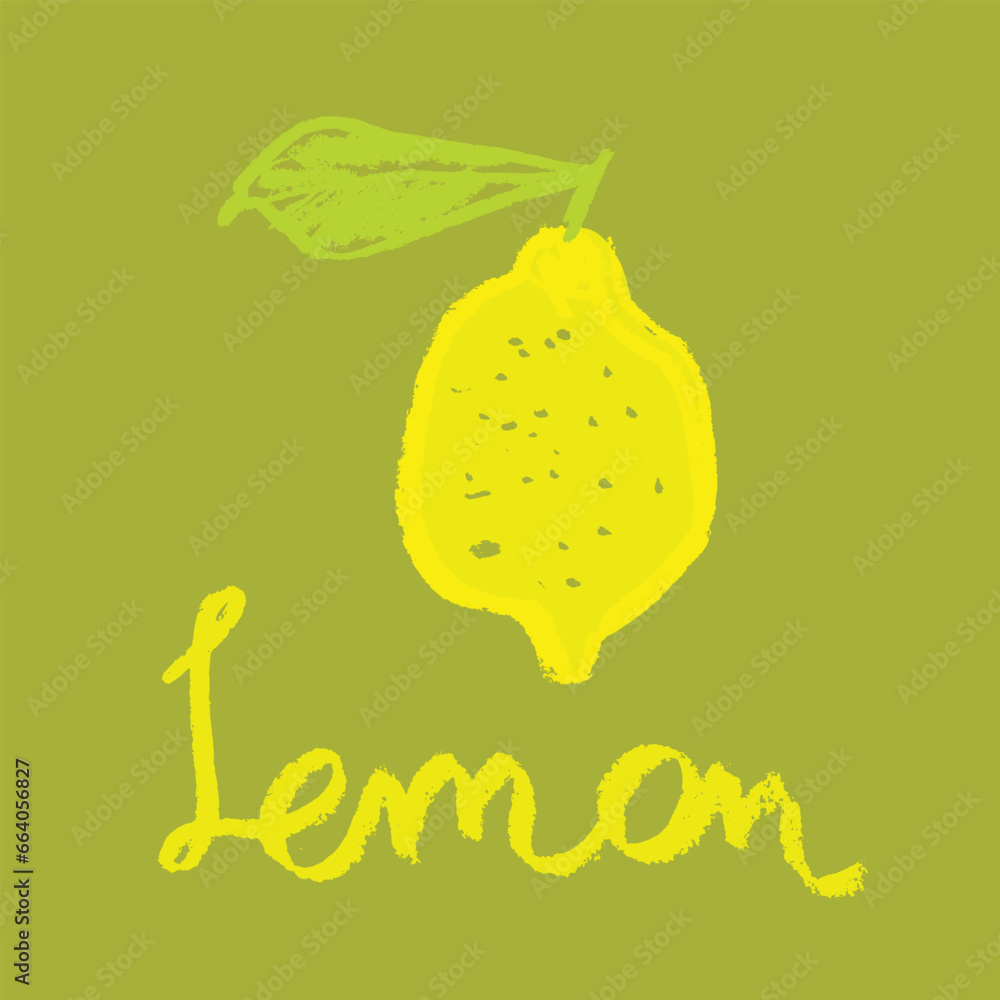 Vector hand lettering lemon symbol. Citrus fruit icon in trendy hand ...