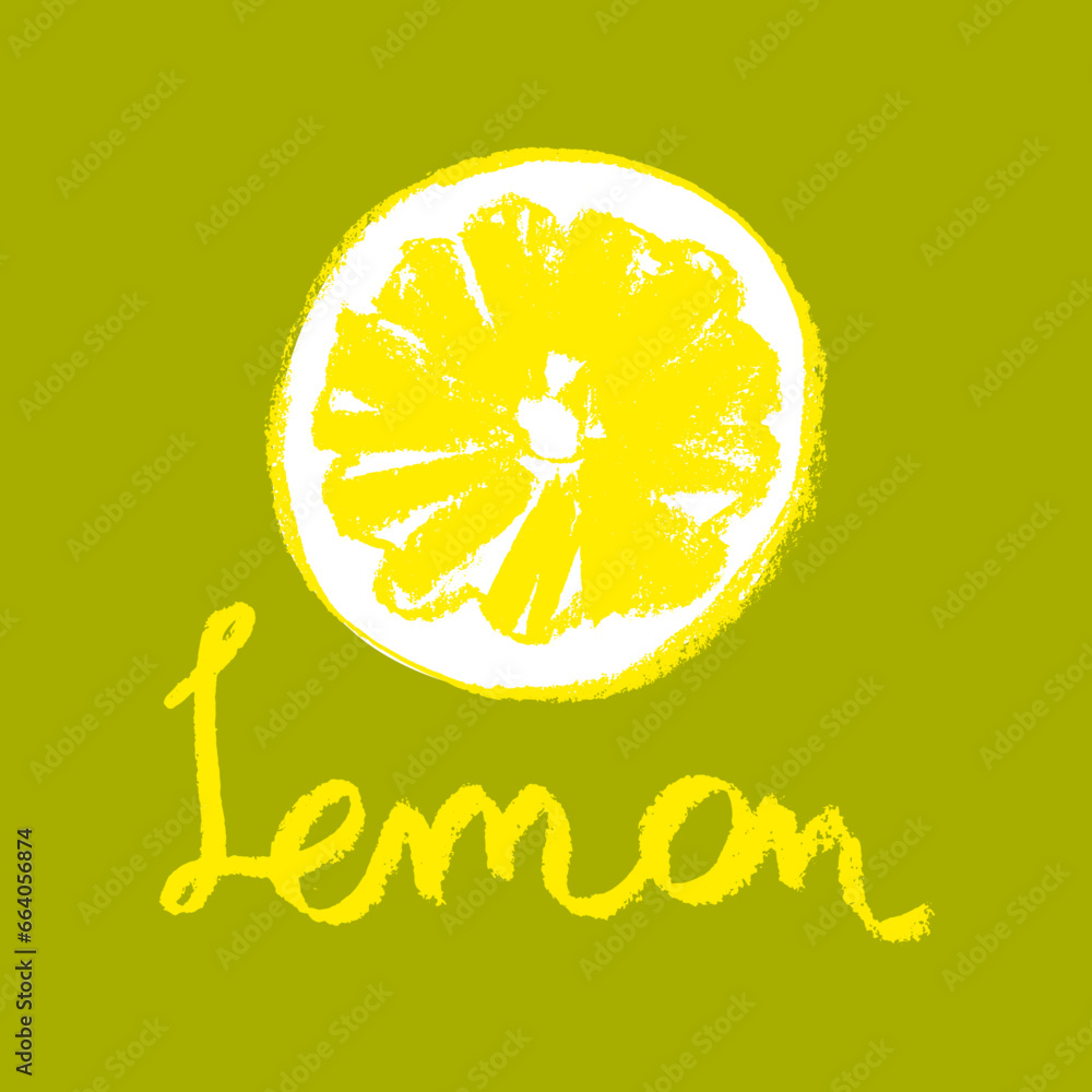 Vector hand lettering lemon symbol. Citrus fruit icon in trendy hand ...
