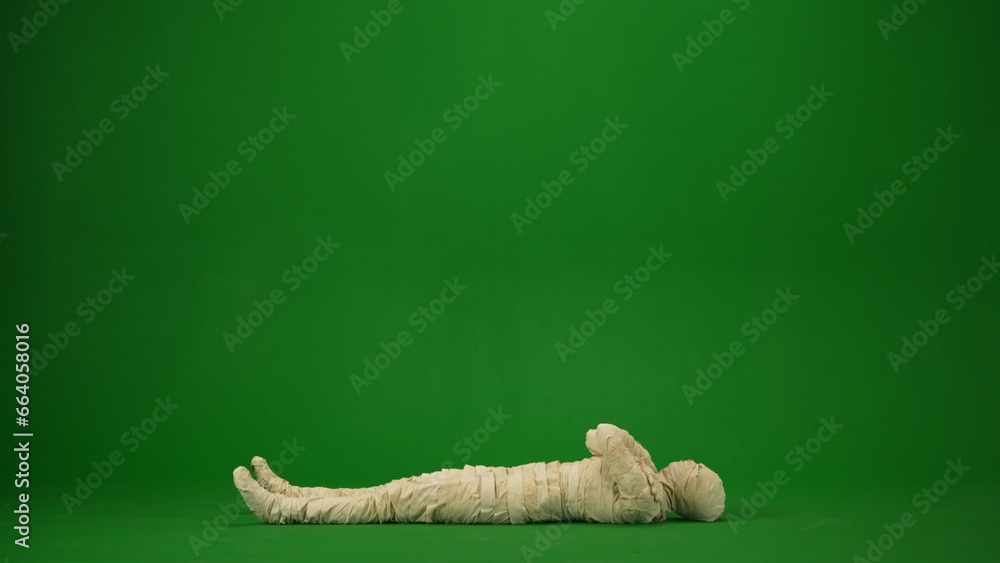 Green screen isolated chroma key photo capturing a mummy lying on the ...