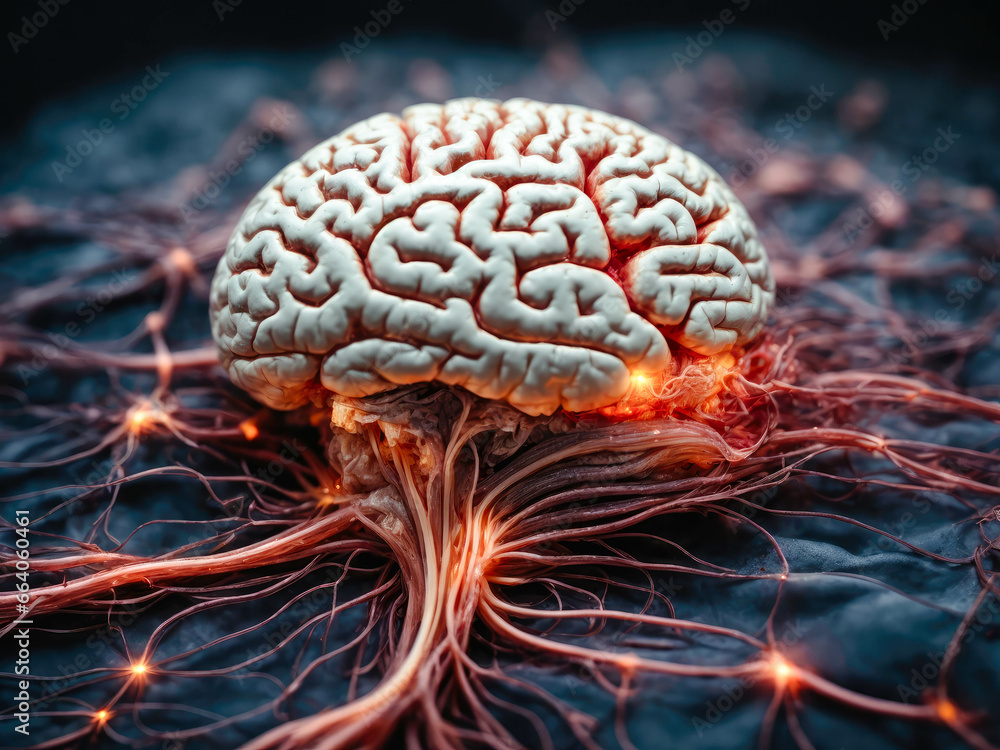 Human nervous system, artwork. Vagus Nerve of brain. brain anatomy ...