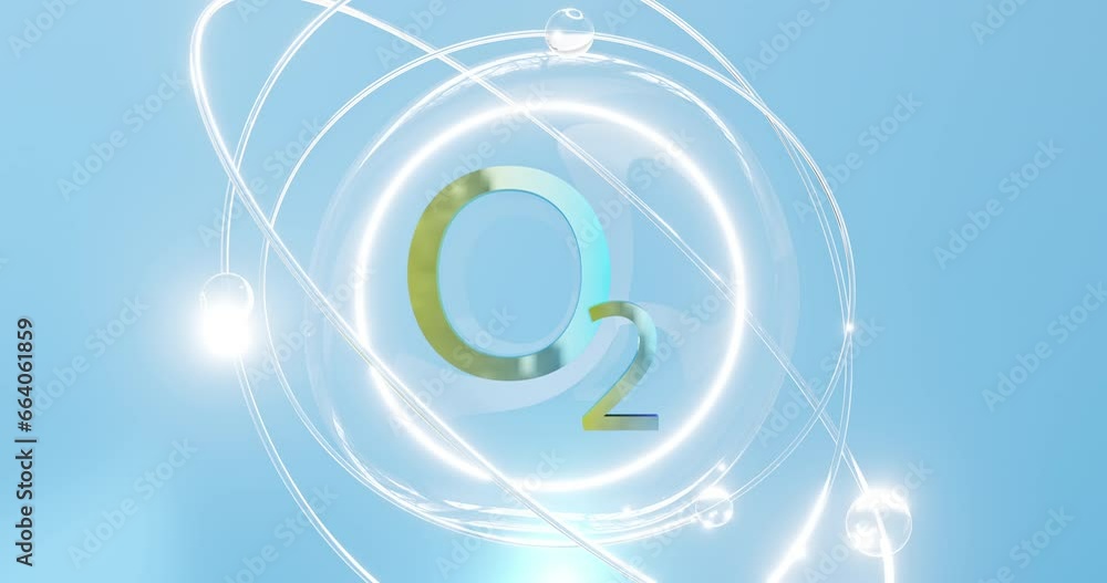 oxygen symbol - o2 located inside a sphere with atoms and orbits ...