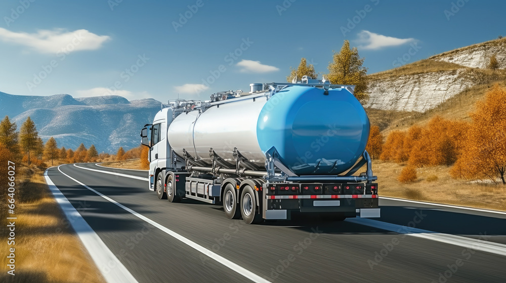 Hydrogen gas tank trailer truck on the road, Hydrogen renewable energy ...