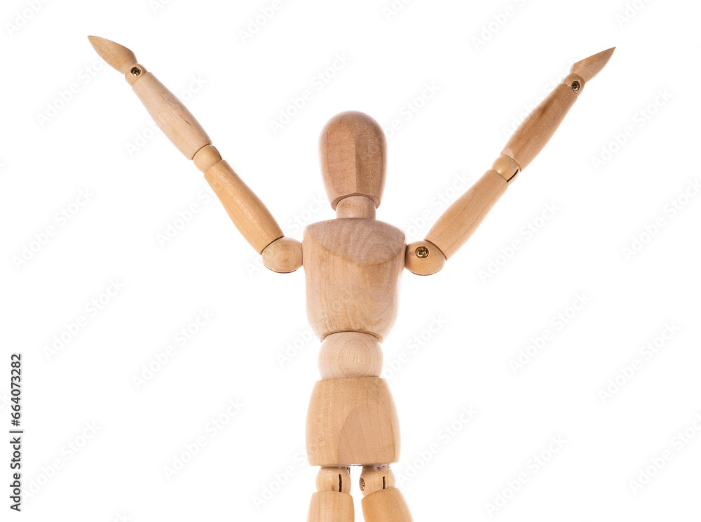 A wooden mannequin with its arms extended outwards. This versatile ...