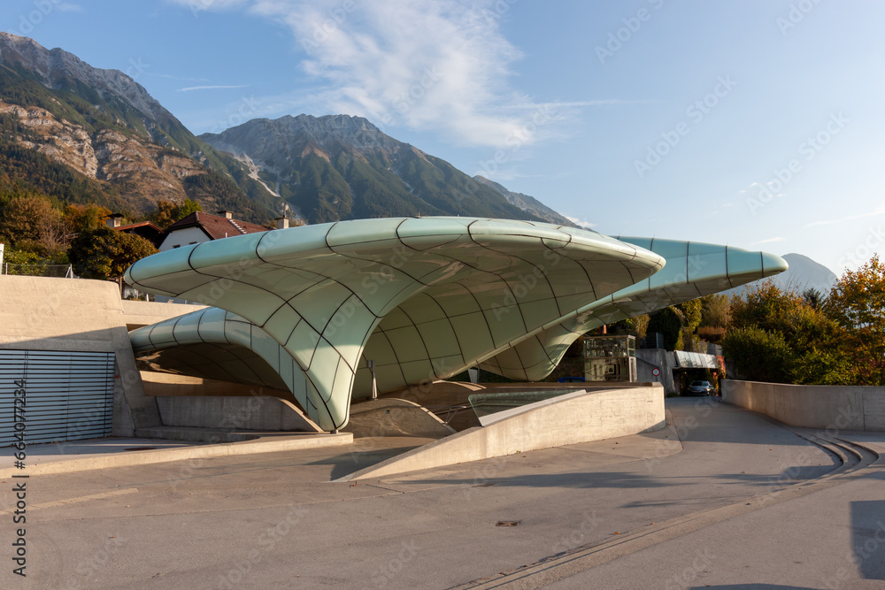 Hungerburg station of Hungerburgbahn, hybrid funicular railway in ...