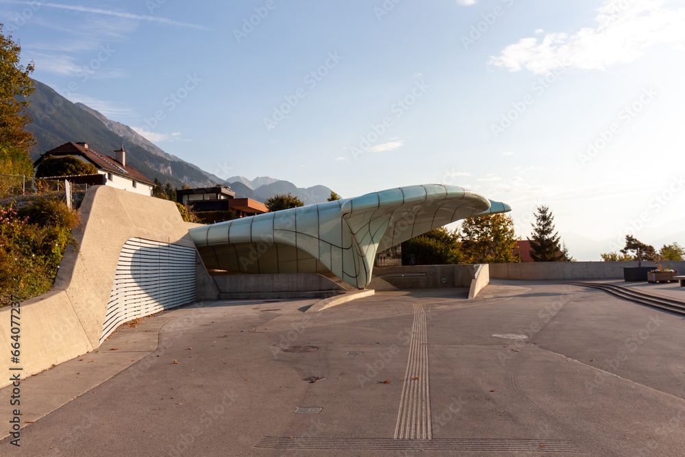 Hungerburg station of Hungerburgbahn, hybrid funicular railway in ...