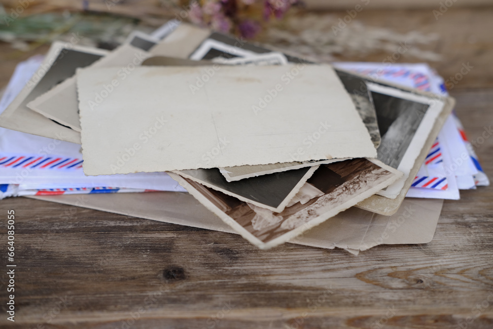 black old family photos, stack family vintage photographs with empty ...