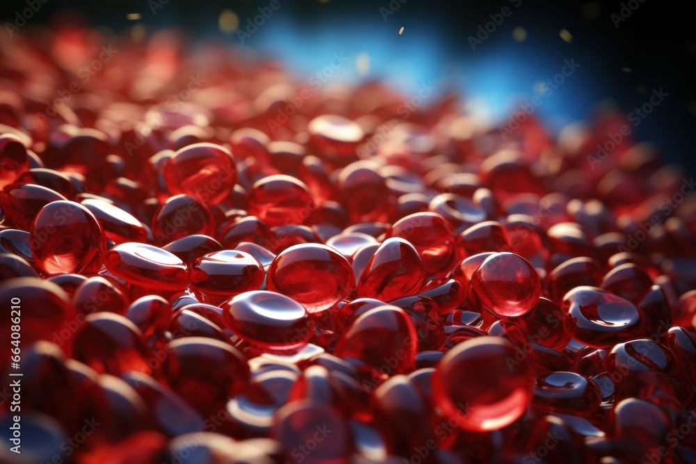 Blood cells coursing through capillaries, fueling the body's vital ...