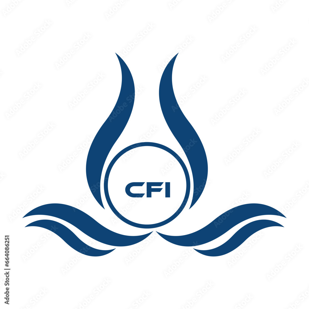 CFI letter water drop icon design with white background in illustrator ...