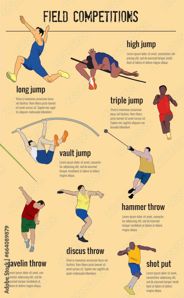 Infográfico de provas de campo do atletismo. Stock Vector | Adobe Stock