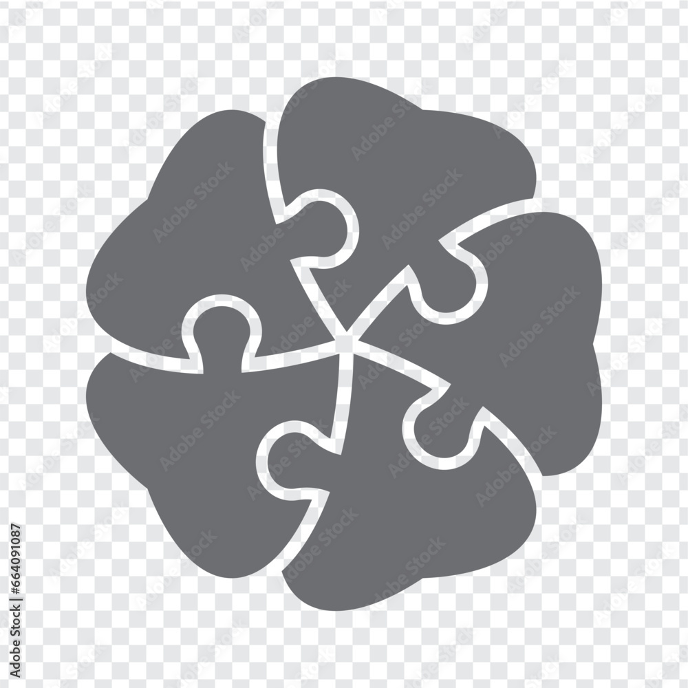 Simple icon puzzle in gray. Simple icon puzzle of the five elements on ...