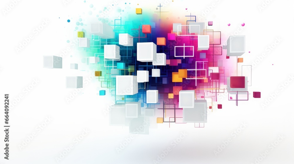 Pixel cubes vector svg, brain as brain cloud with colorful flashes ...