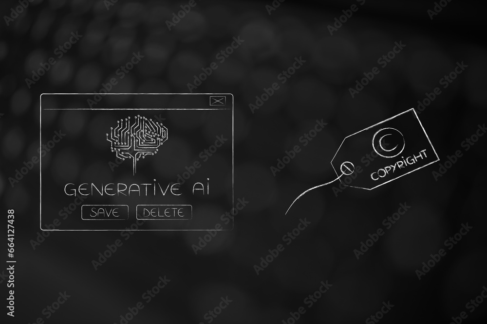 generative AI pop-up message with Copyright label next to it ...