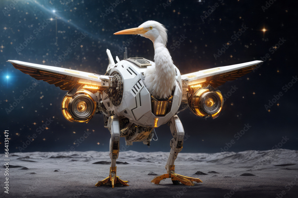 "Robotic Crane Birds: A Sci-Fi Masterpiece in 3D image". Dive into the ...