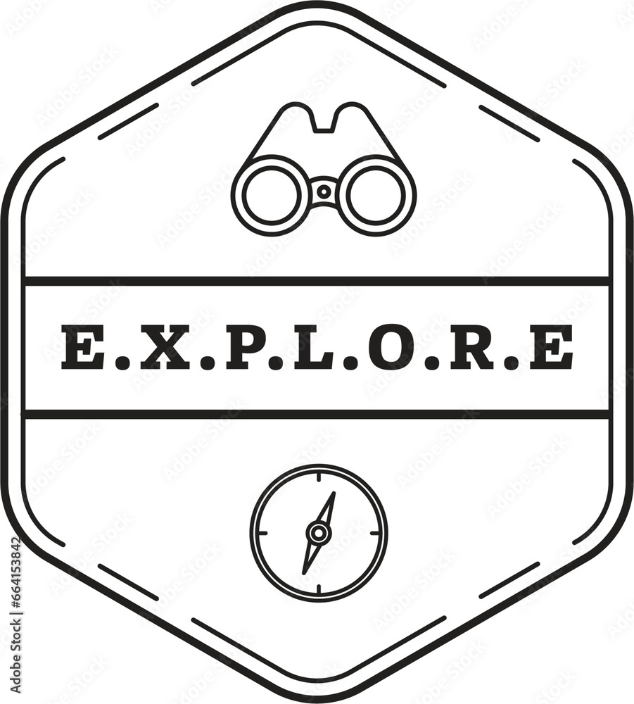 Digital png illustration of badge with explore text on transparent ...