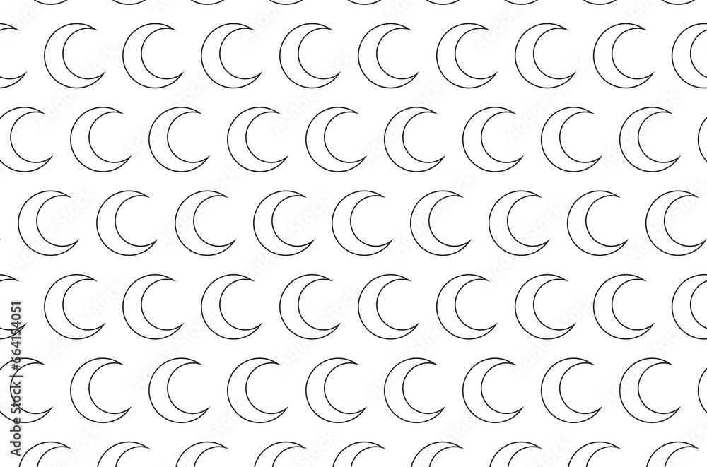 Digital png illustration of black pattern of repeated moons on ...