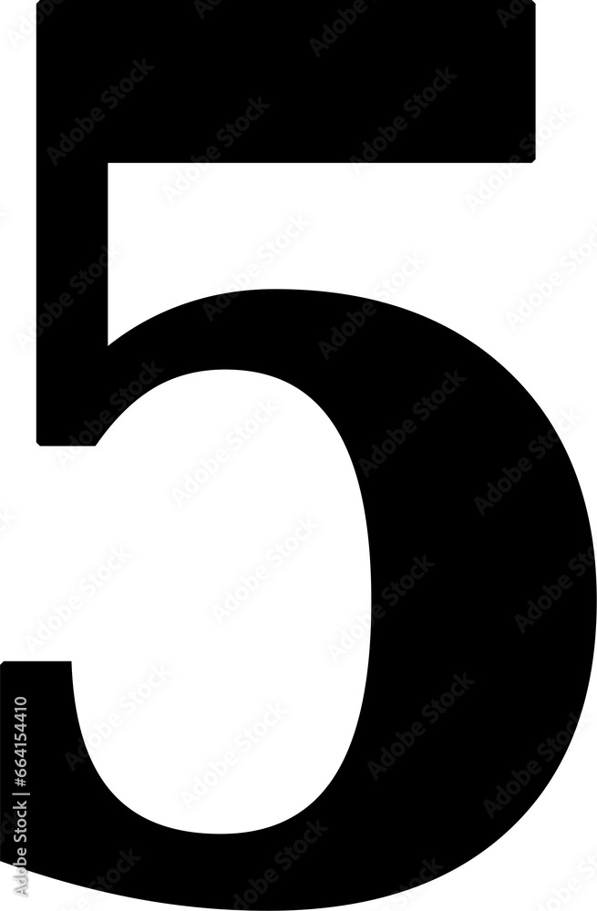 Digital png illustration of black 5 number on transparent background ...