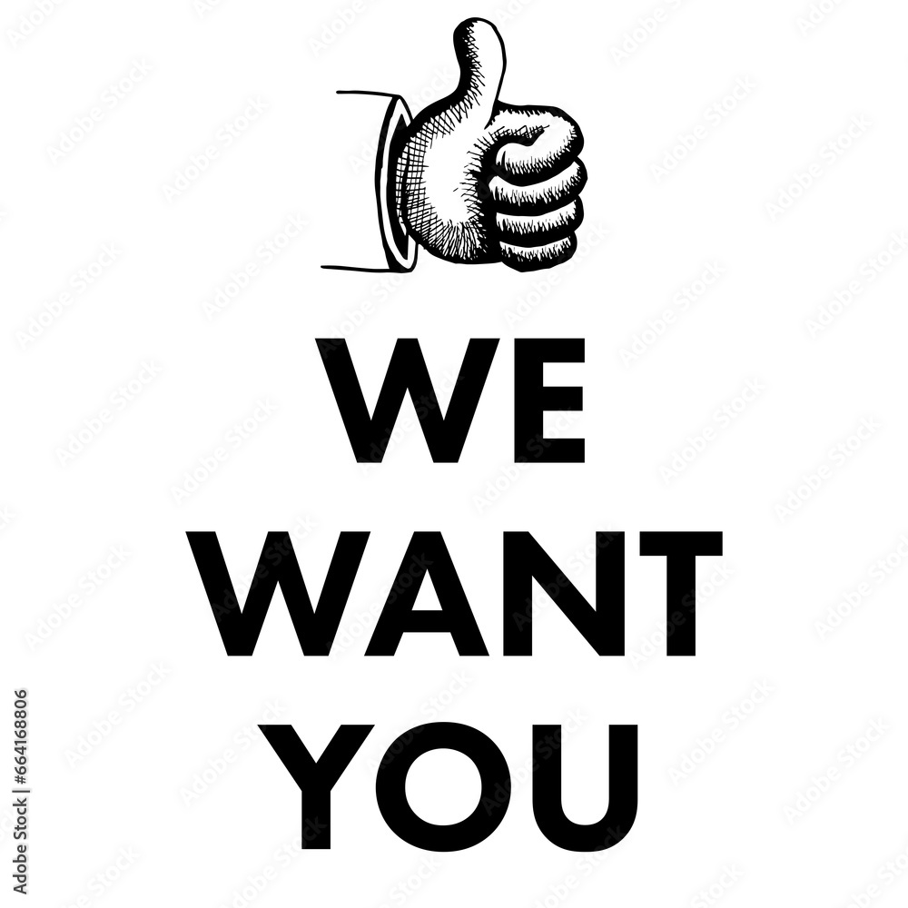 Digital png illustration of we want you text on transparent background ...