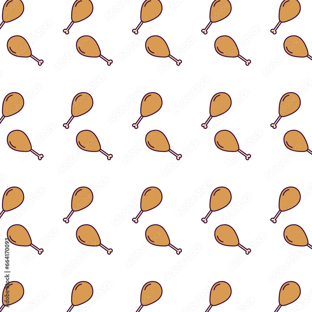 Digital png illustration of brown pattern of repeated chicken meat on ...