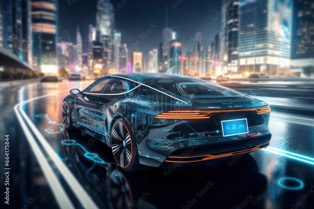 Modern smart car technology intelligent system using Heads up display ...