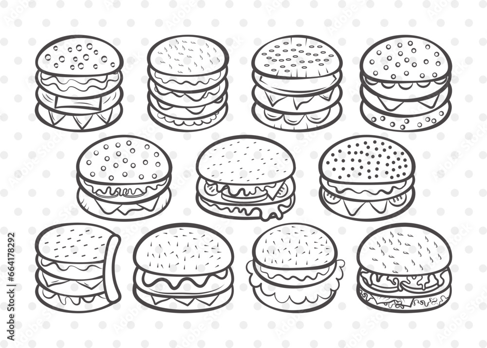 Burger Clipart SVG Cut File | Hamburger Svg | Fast Food Svg | Bbq Food ...