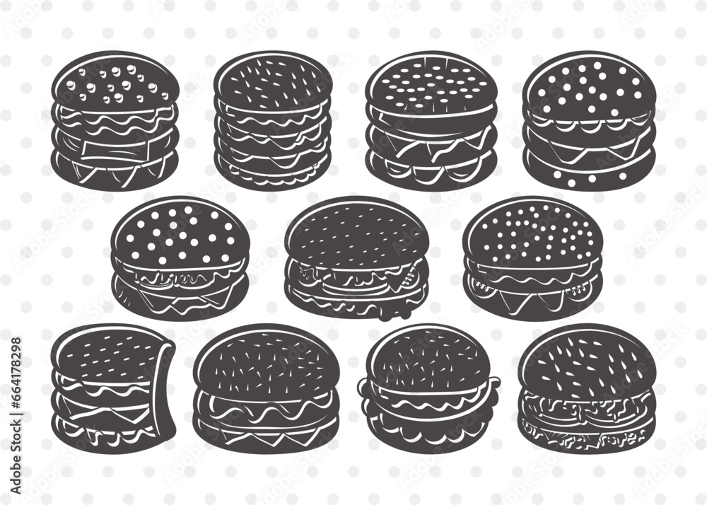Burger Clipart SVG Cut File | Hamburger Svg | Fast Food Svg | Bbq Food ...