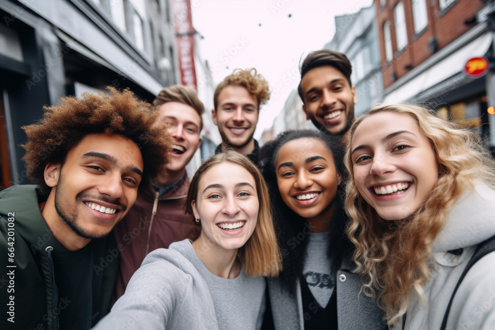 multiracial group of people come together for a group hug while ...