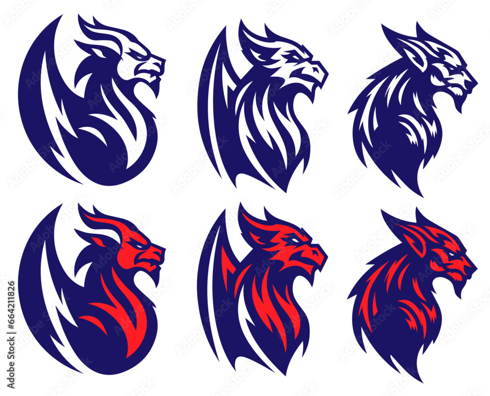 gargoyle drawings logos Vector illustrations, a wolf shaped Mythical ...