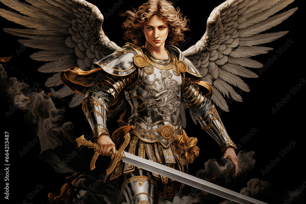biblical representation of the Archangel Michael Stock Illustration | Adobe Stock