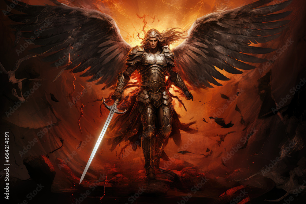 biblical representation of the Archangel Michael Stock Illustration ...