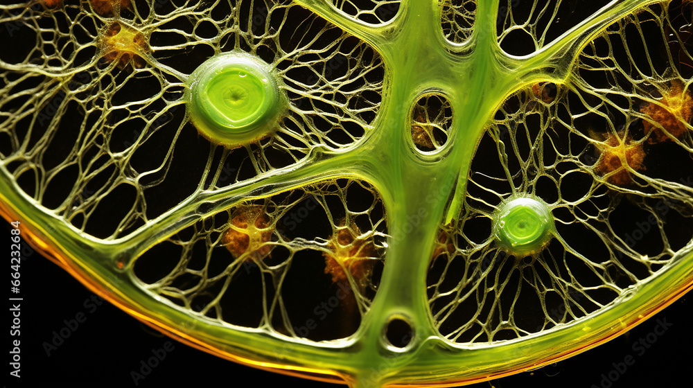 Cross sections of plant stem under microscope view show Structure of ...