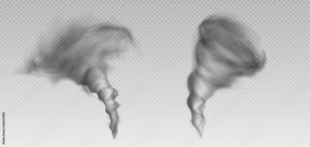 3d tornado and hurricane isolated vector storm vortex. Realistic ...