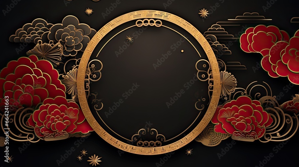 Luxury Chinese oriental rounded frame with Chinese clouds vector AI ...