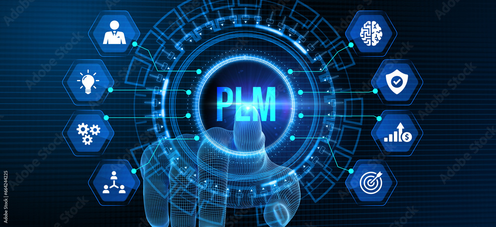 PLM Product lifecycle management system technology concept. Technology ...