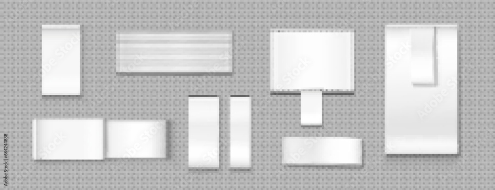Fabric labels and tags for clothes - realistic vector set of mockup and ...
