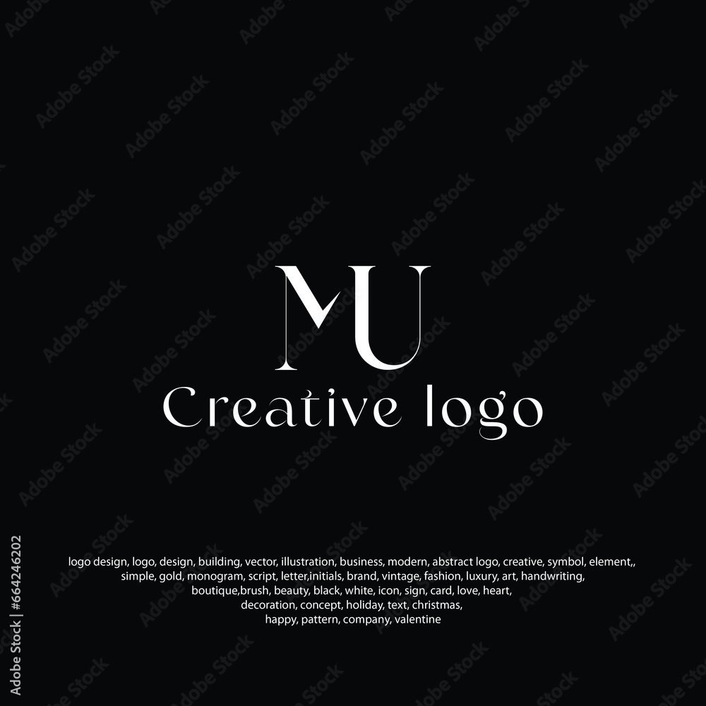 MU logo or UM fashion logo, MU icon, UM logo, modern logo, golden ...