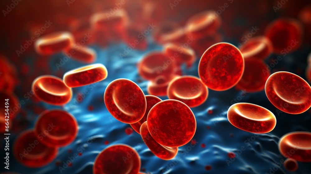 Red blood cells under microscope, scientific illustration, Blood Clot ...